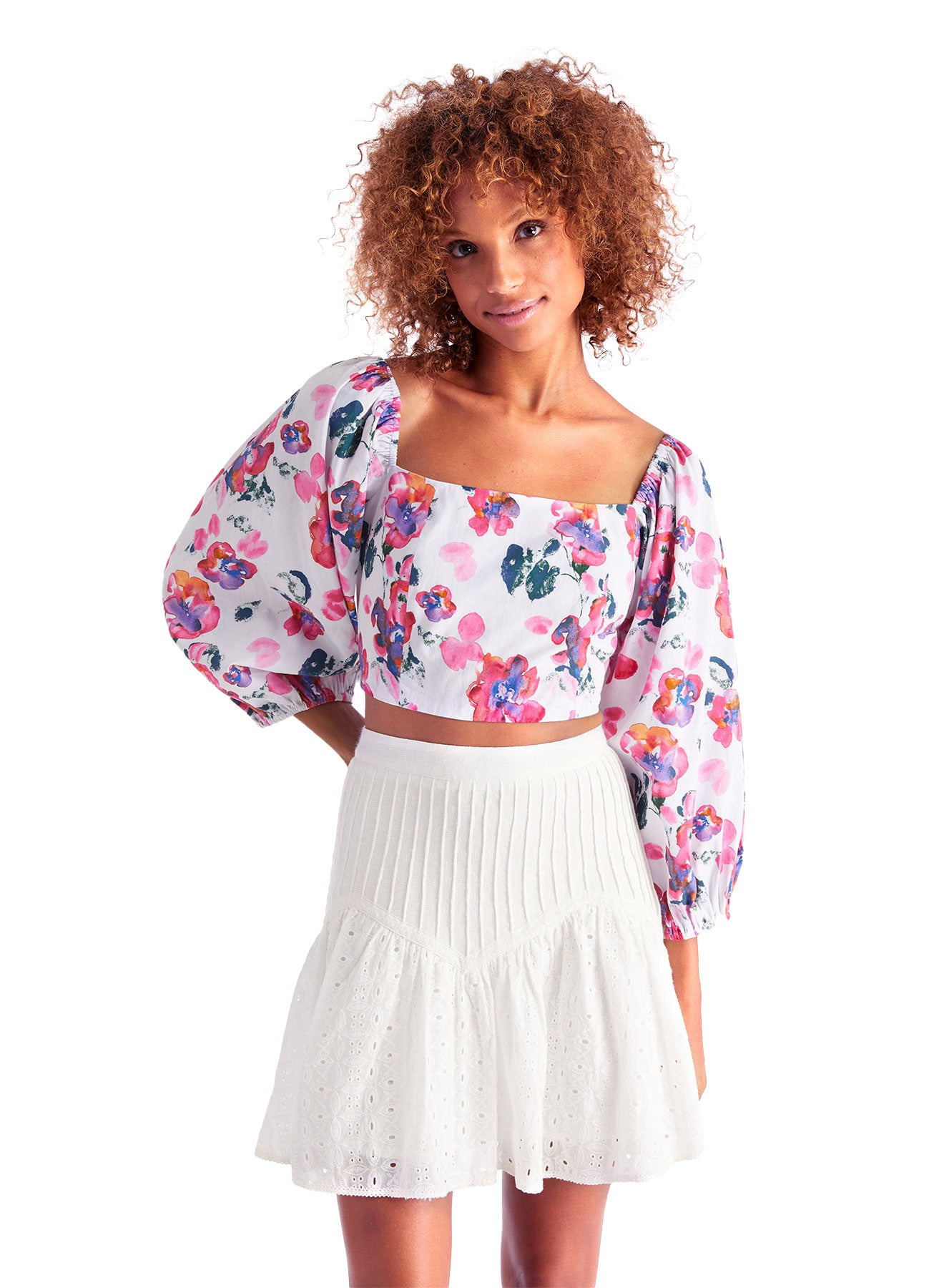 LEAH CROP TOP - PINK FLORAL – ALLISON New York